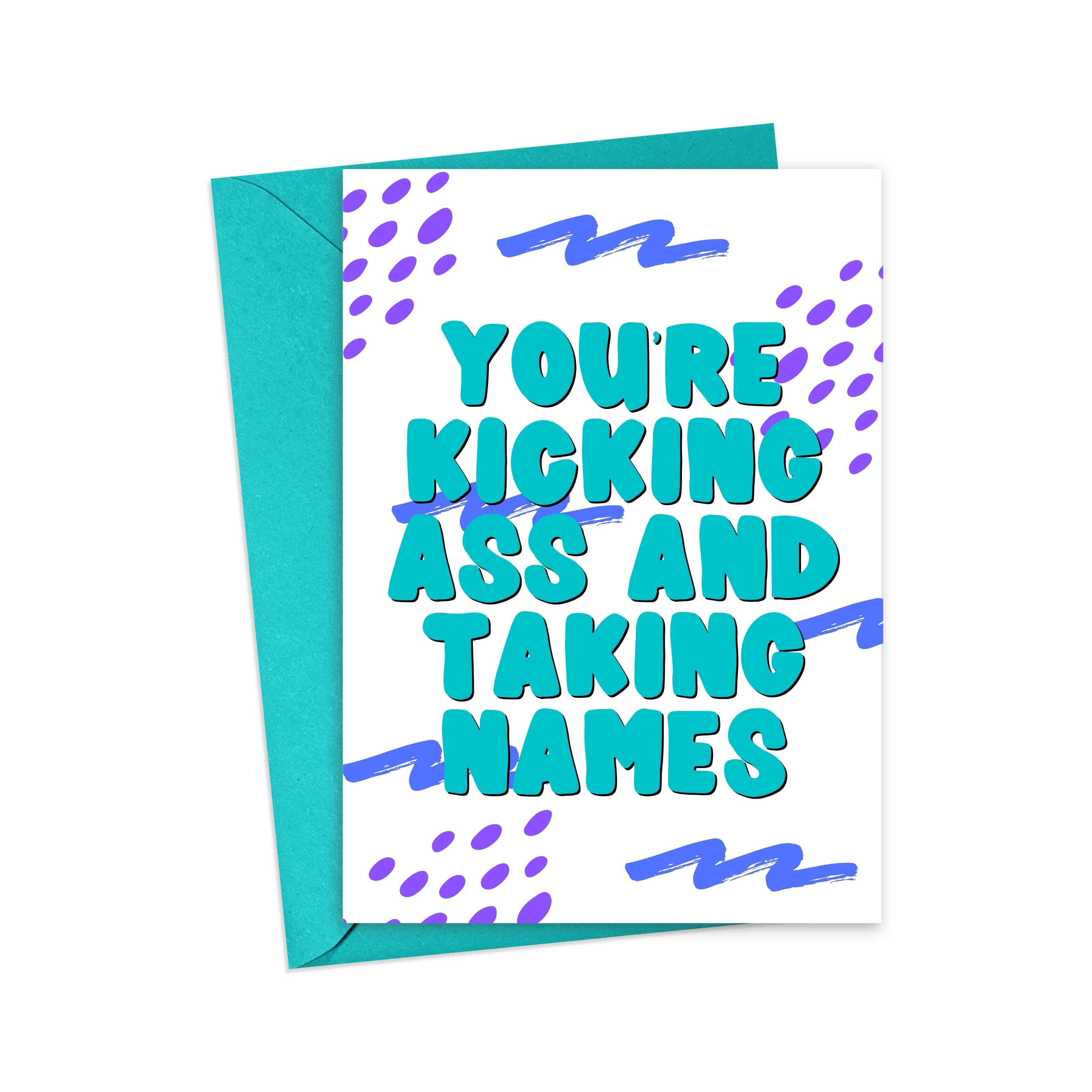 Kicking Ass and Taking Names Funny Congratulations Card – R is for Robo